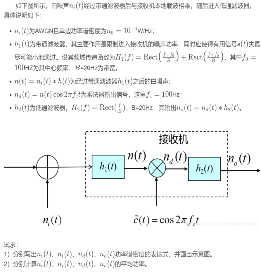 现代通信原理-作业1 加性高斯白噪声(AWGN)通过DSB-SC解调器_awgn双边功率谱-CSDN博客